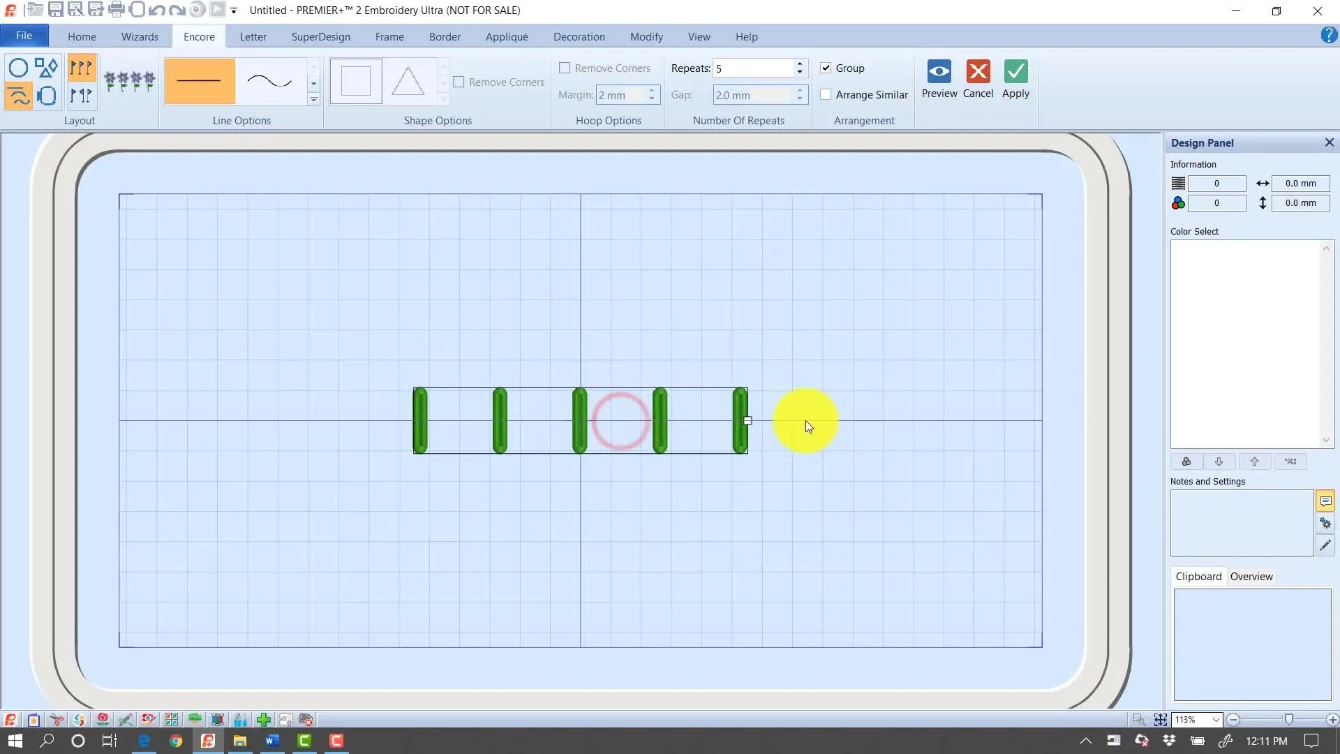 Buttonholes in PREMIER+ 2 Embroidery: The Virtual Hoop + Encore Trick ...