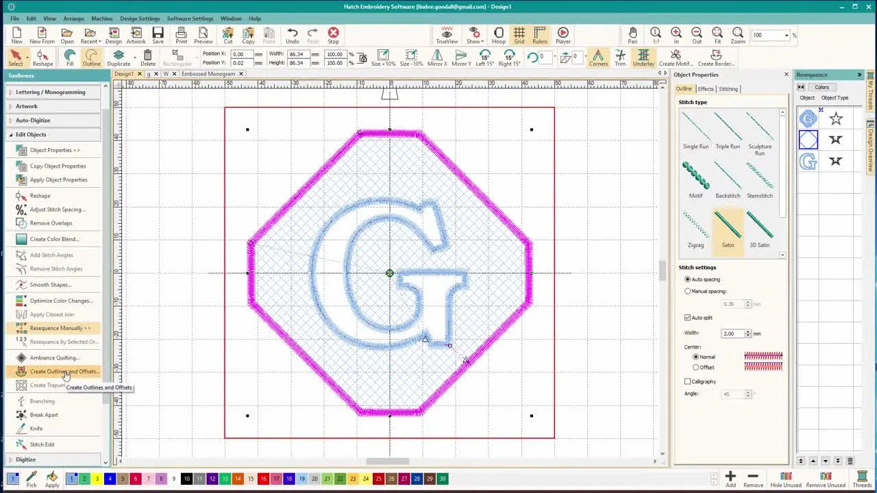 Hatch Embroidery Software: Build an Automatic Embossed Monogram That S ...