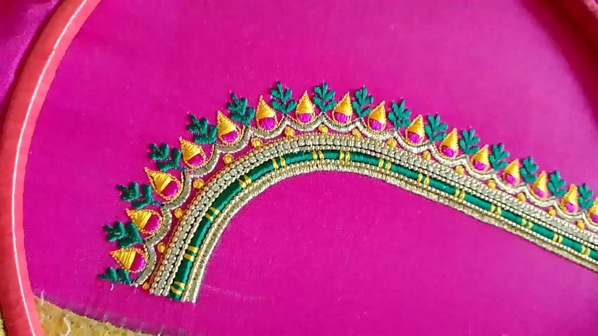 Peacock Neckline Maggam Work on a Computerized Embroidery Machine: Cor ...