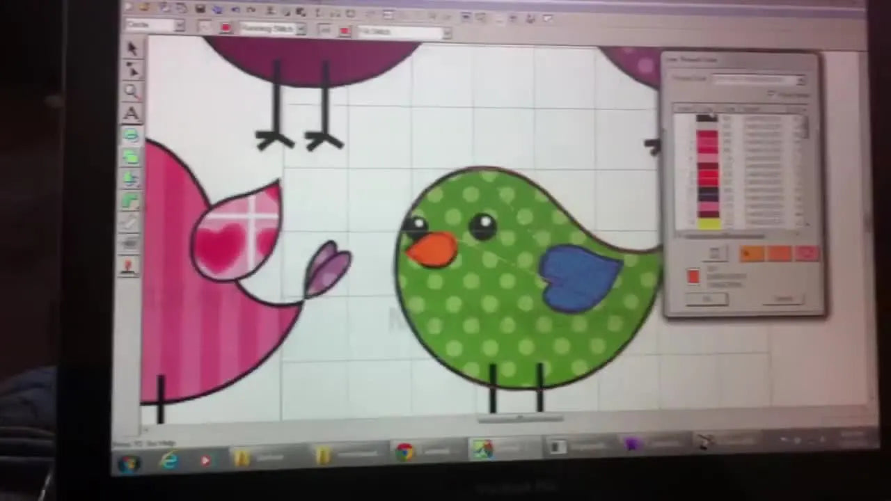 PE-Design 6 Bird Clippie Digitizing: Manual Punch Tracing, Z/X Line Co ...